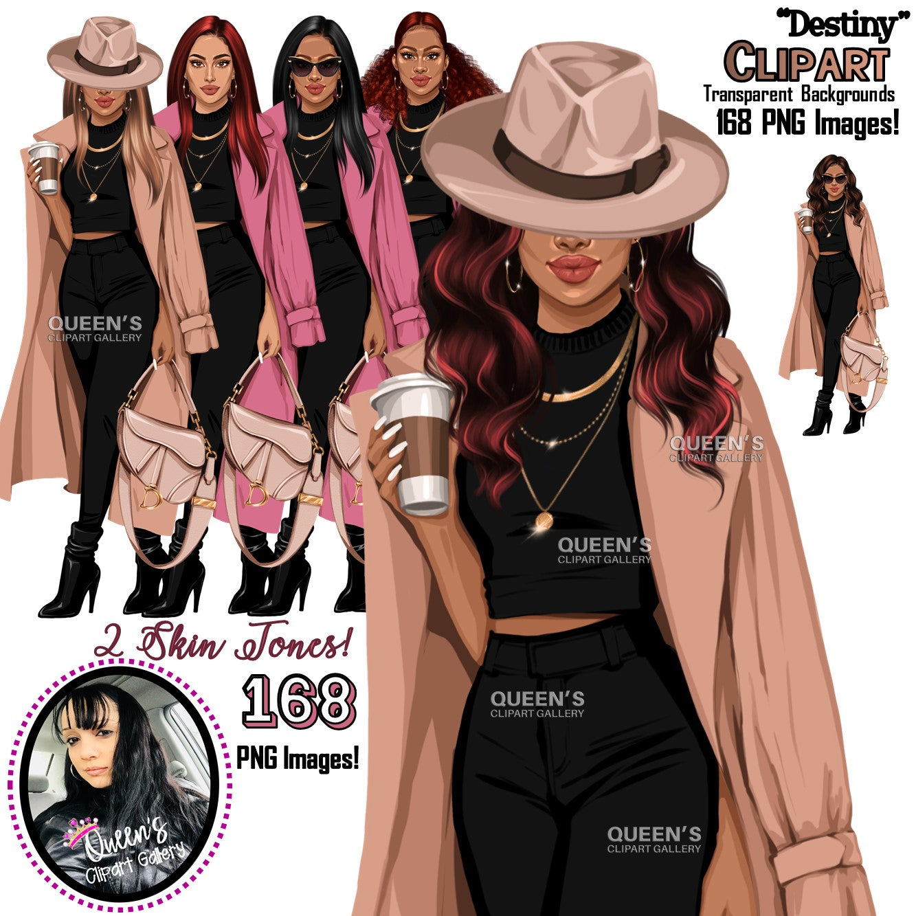 Fashion girl clipart, Black woman clipart, African American clipart, F ...