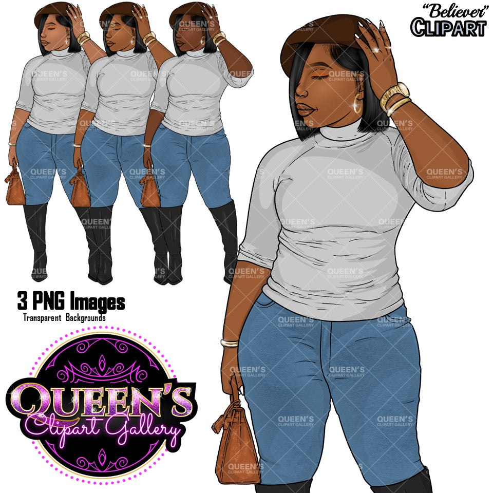 Denim Jeans Girl Clipart, Black Girl, Jeans girl, Afro girl clipart, F ...