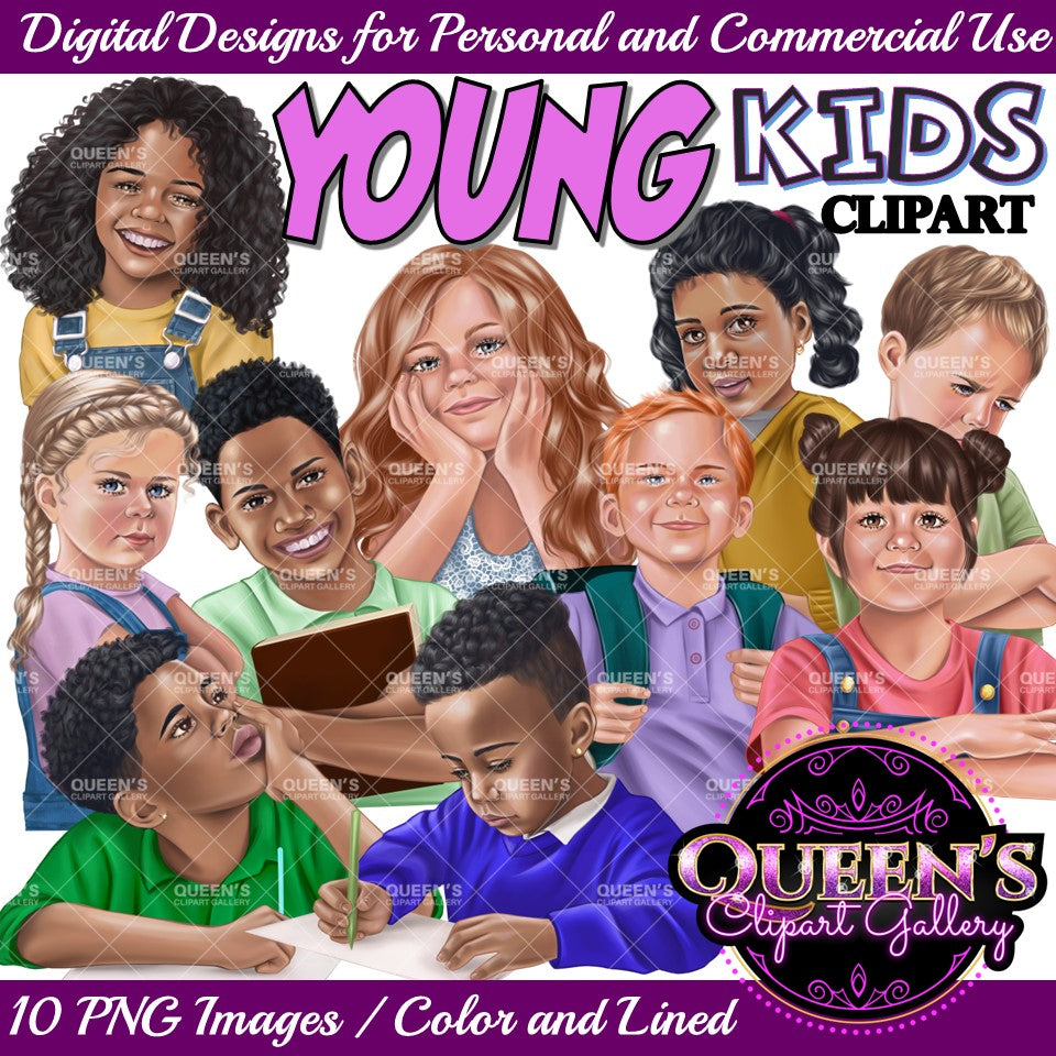 Kids clipart, Young kids clipart, Young students reading and writing ...