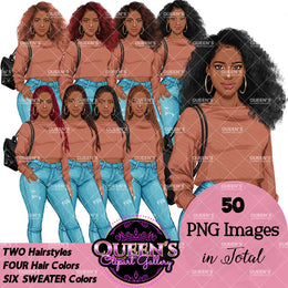 Denim jeans Afro girl, Afro girl clipart, Teenager clipart, Fashion gi ...