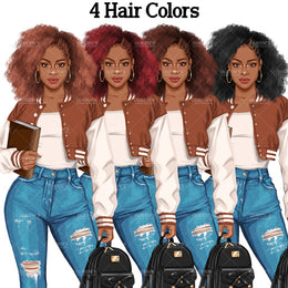 Afro Denim jeans girl, Jeans girl clipart, Afro Teenager clipart, Fash ...