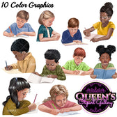 Young Students Reading and Writing Clipart – Queen's Clipart Gallery