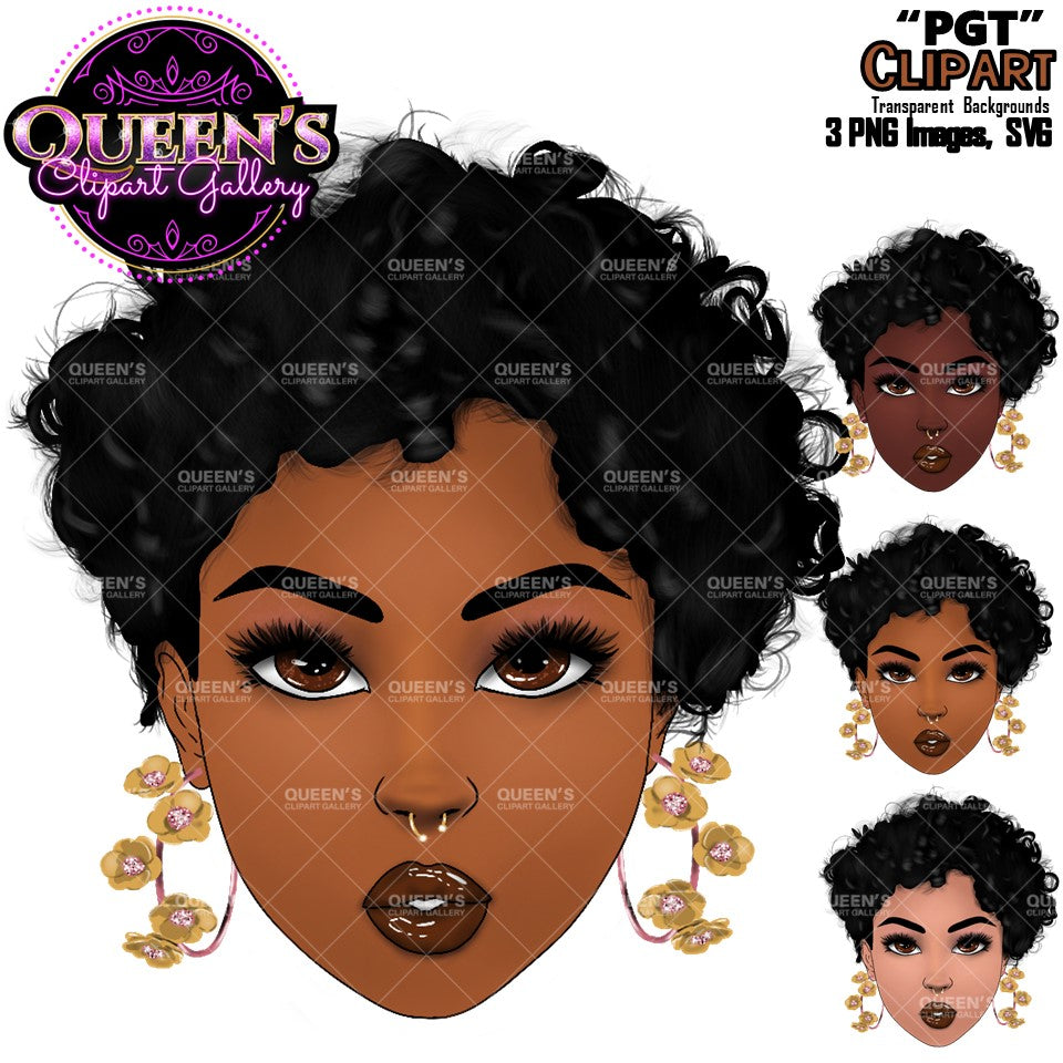 Afro Face Clipart, Afro Girl, Afro Woman Clipart, African American Wom ...