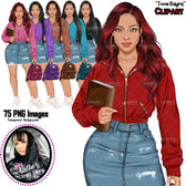 Afro Denim jeans girl, Jeans girl clipart, Afro Teenager clipart, Fash ...