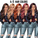 Denim jeans girl, Fashion girl clipart, Woman in leather Jacket, Afro ...