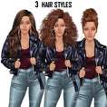Denim jeans girl, Fashion girl clipart, Woman in leather Jacket, Afro ...
