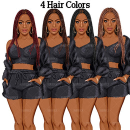 Pajama girl clipart, Afro Woman in Sleepwear, Pajama Illustration, Coz ...